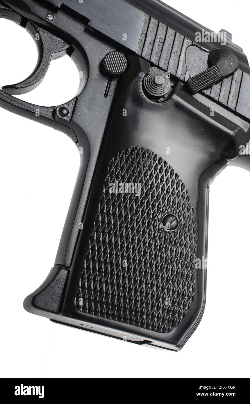 handle of pistol isolated Stock Photo - Alamy