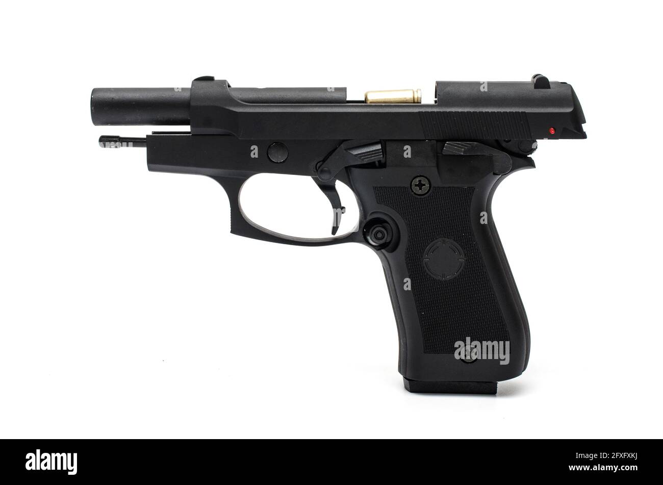 pistol with open slide isolated on white Stock Photo - Alamy