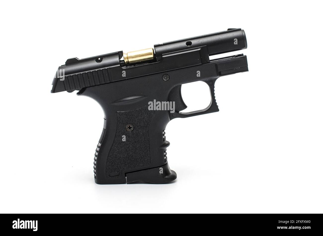 pistol with open slide isolated on white Stock Photo - Alamy