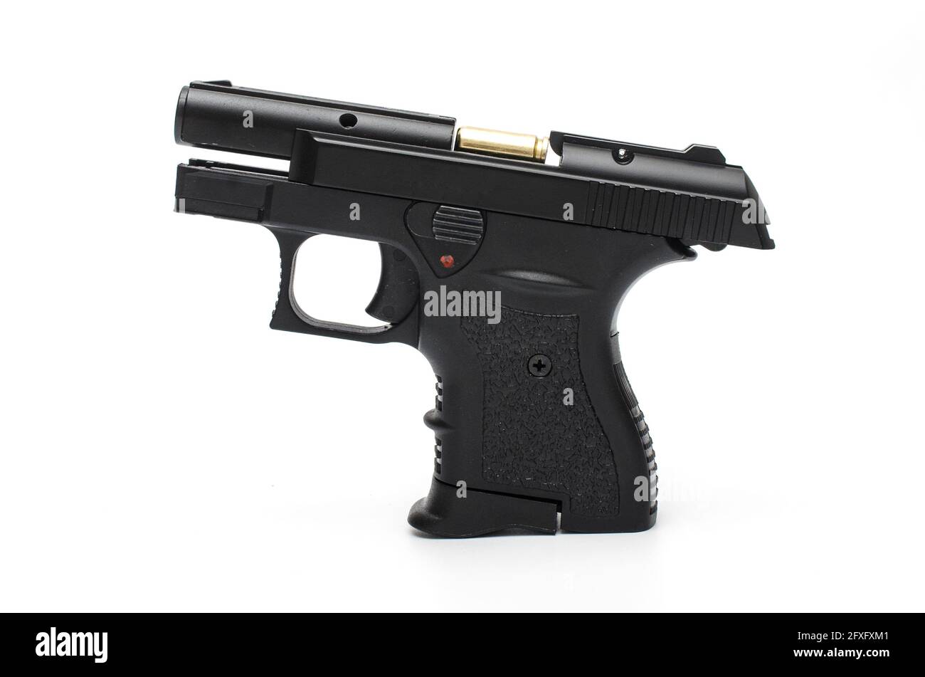 pistol with open slide isolated on white Stock Photo - Alamy