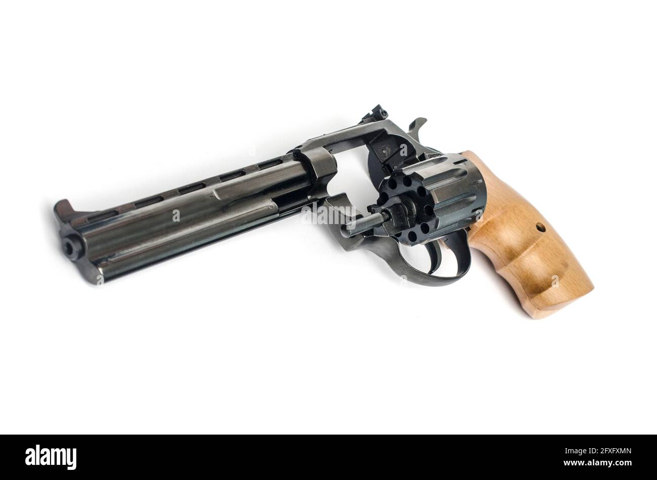 revolver with open gun drum and isolated on a white background Stock ...