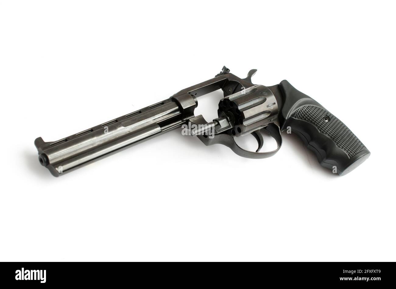 revolver with open gun drum and isolated on a white background Stock ...