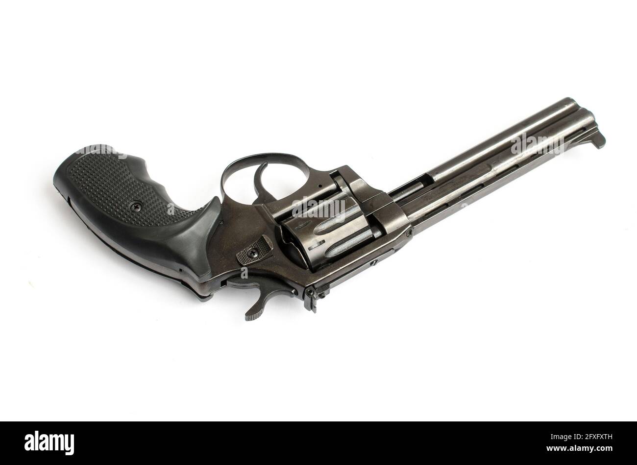 black revolver isolated on a white background Stock Photo - Alamy