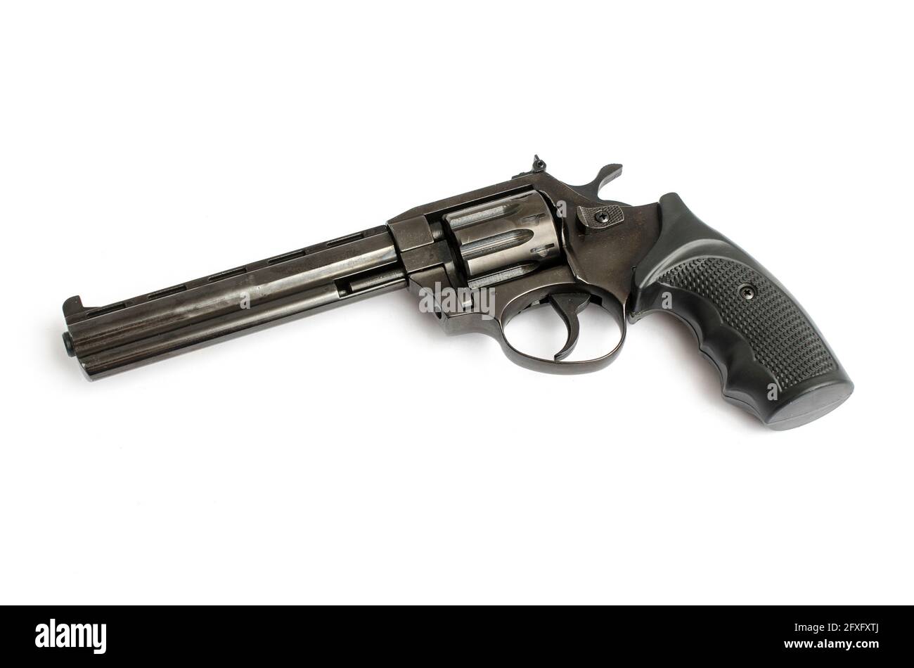 black revolver isolated on a white background Stock Photo - Alamy