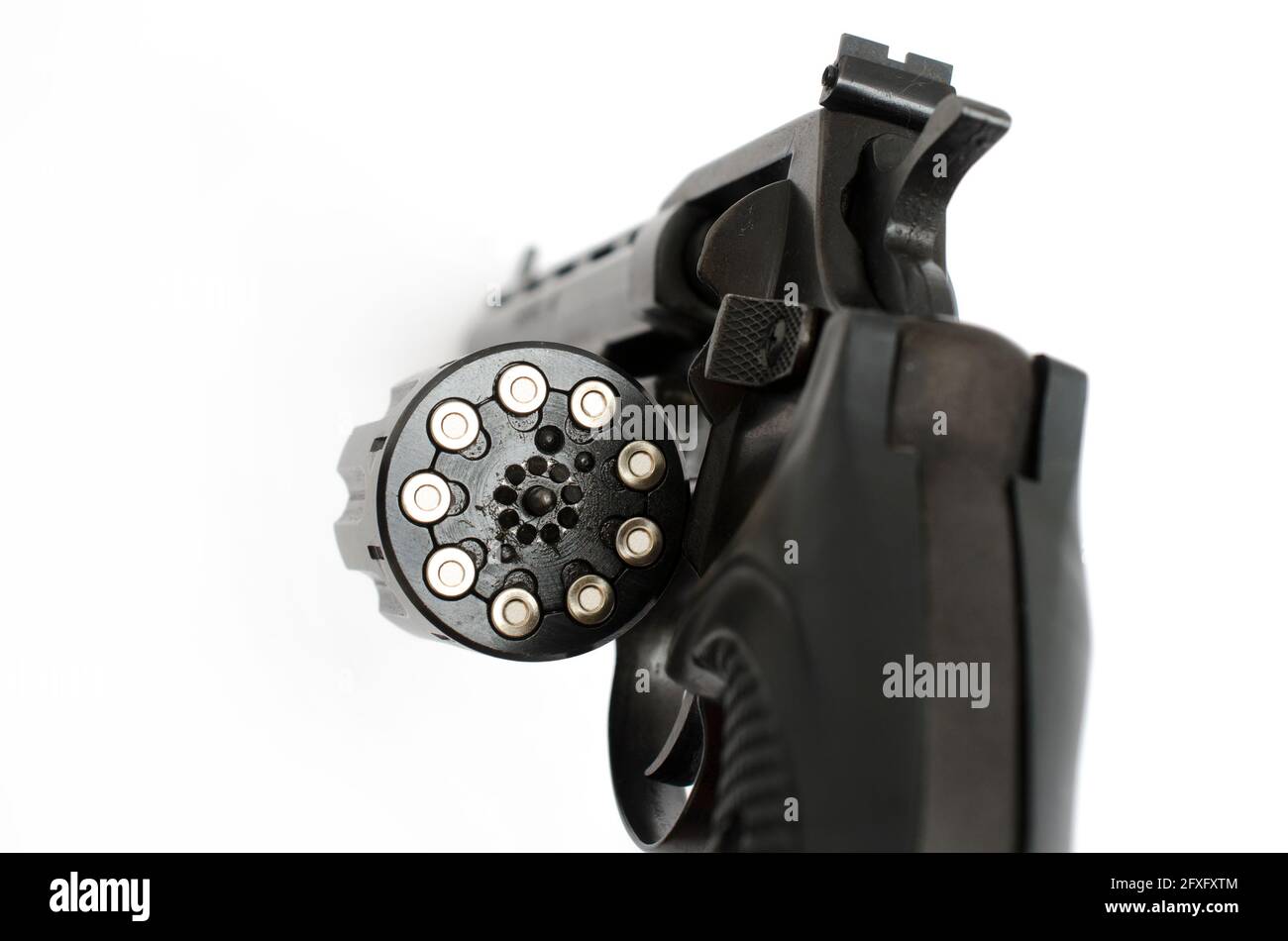revolver with open gun drum and isolated on a white background Stock ...