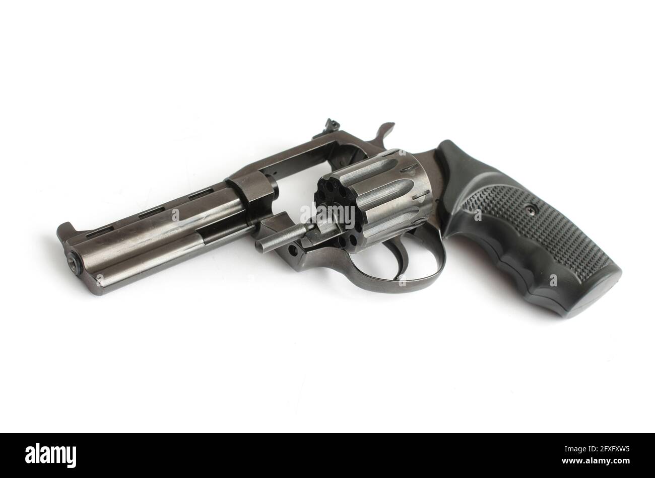 revolver with open gun drum and isolated on a white background Stock ...