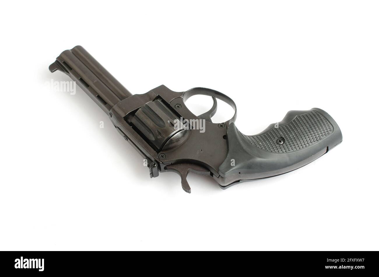black revolver isolated on a white background Stock Photo - Alamy
