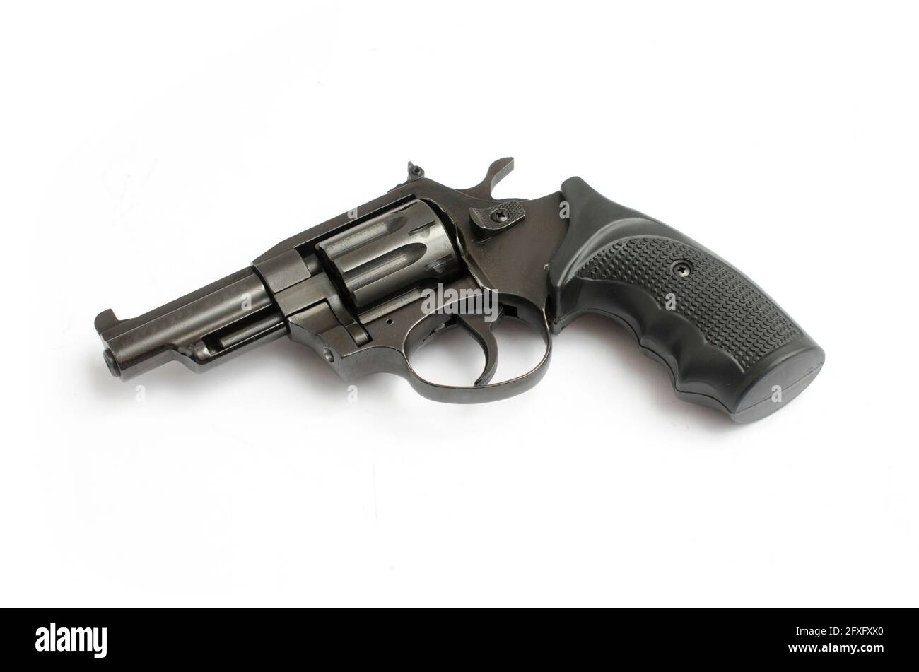 black revolver isolated on a white background Stock Photo - Alamy