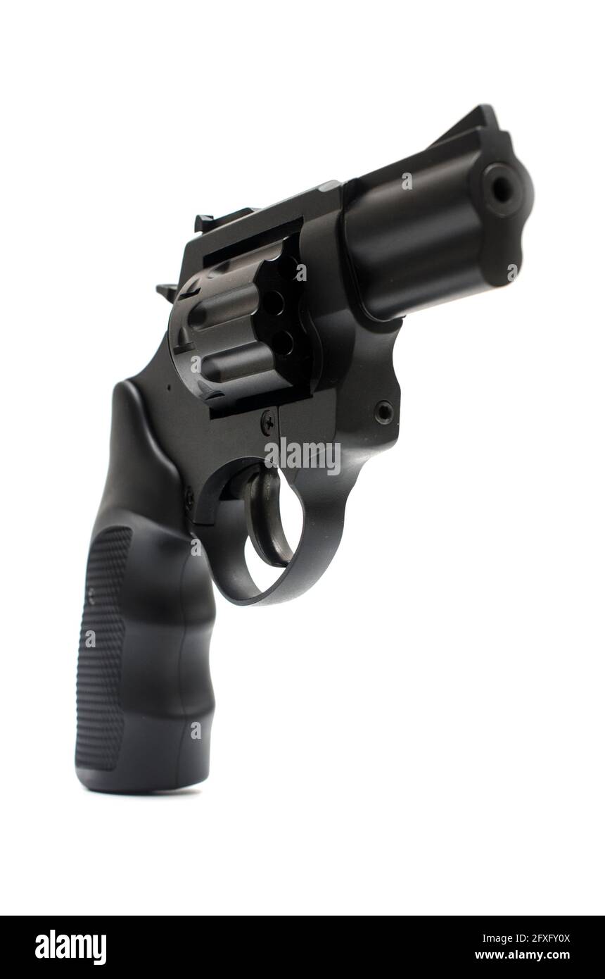 black revolver on white Stock Photo - Alamy