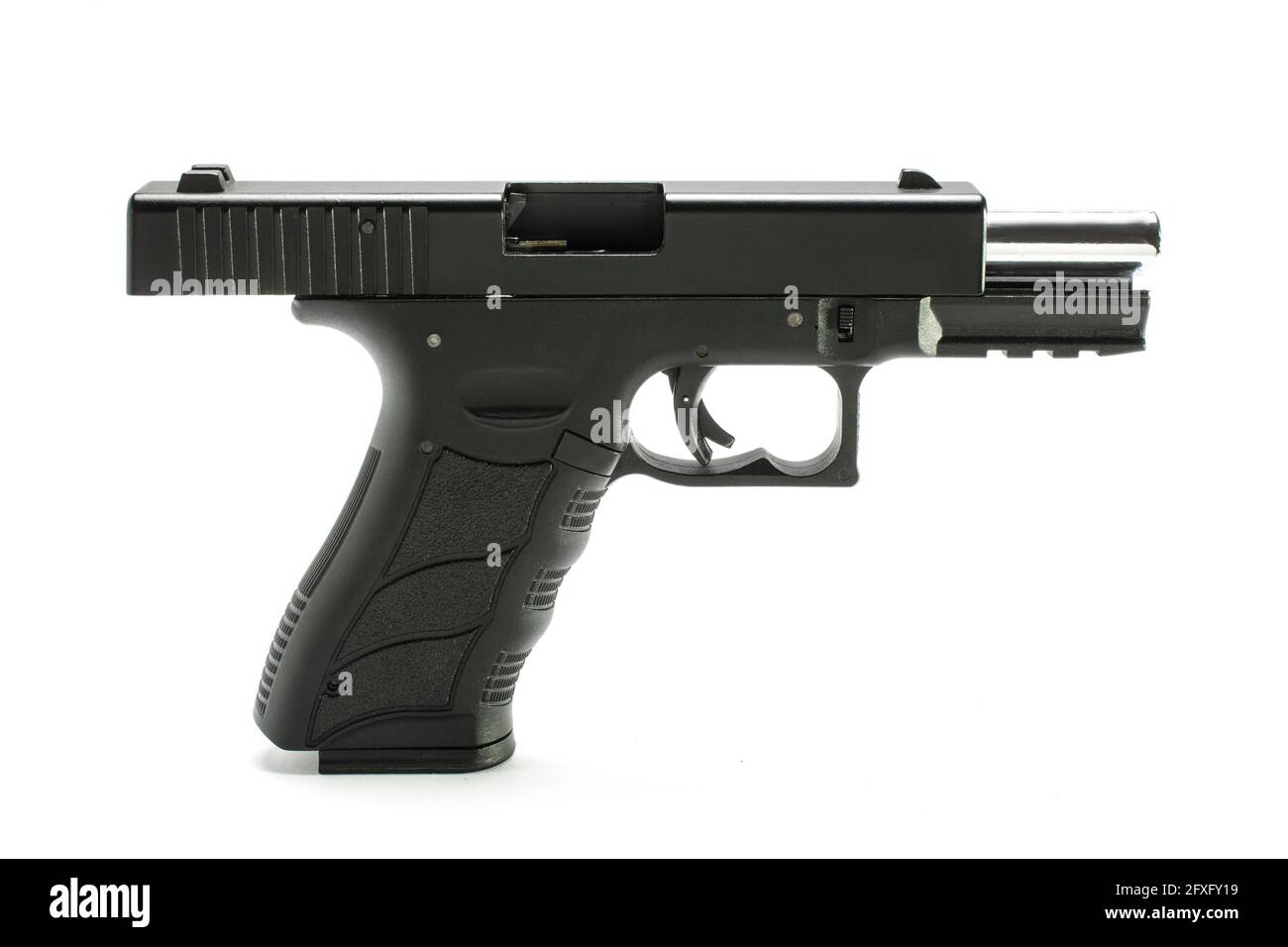 pistol with open slide isolated on white Stock Photo - Alamy