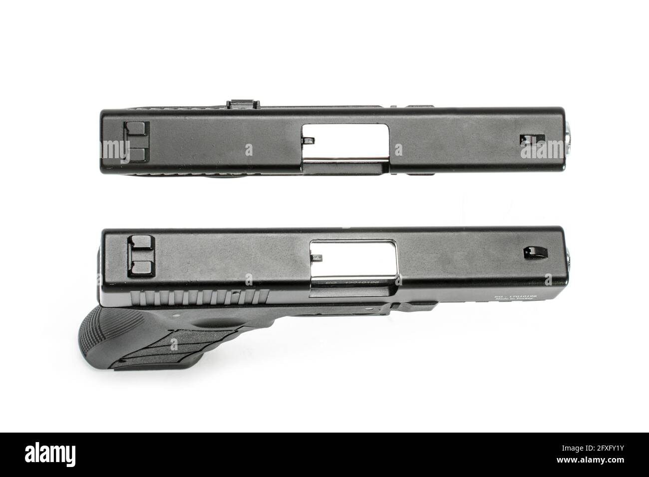 Gun, pistol isolated on white view from above Stock Photo - Alamy