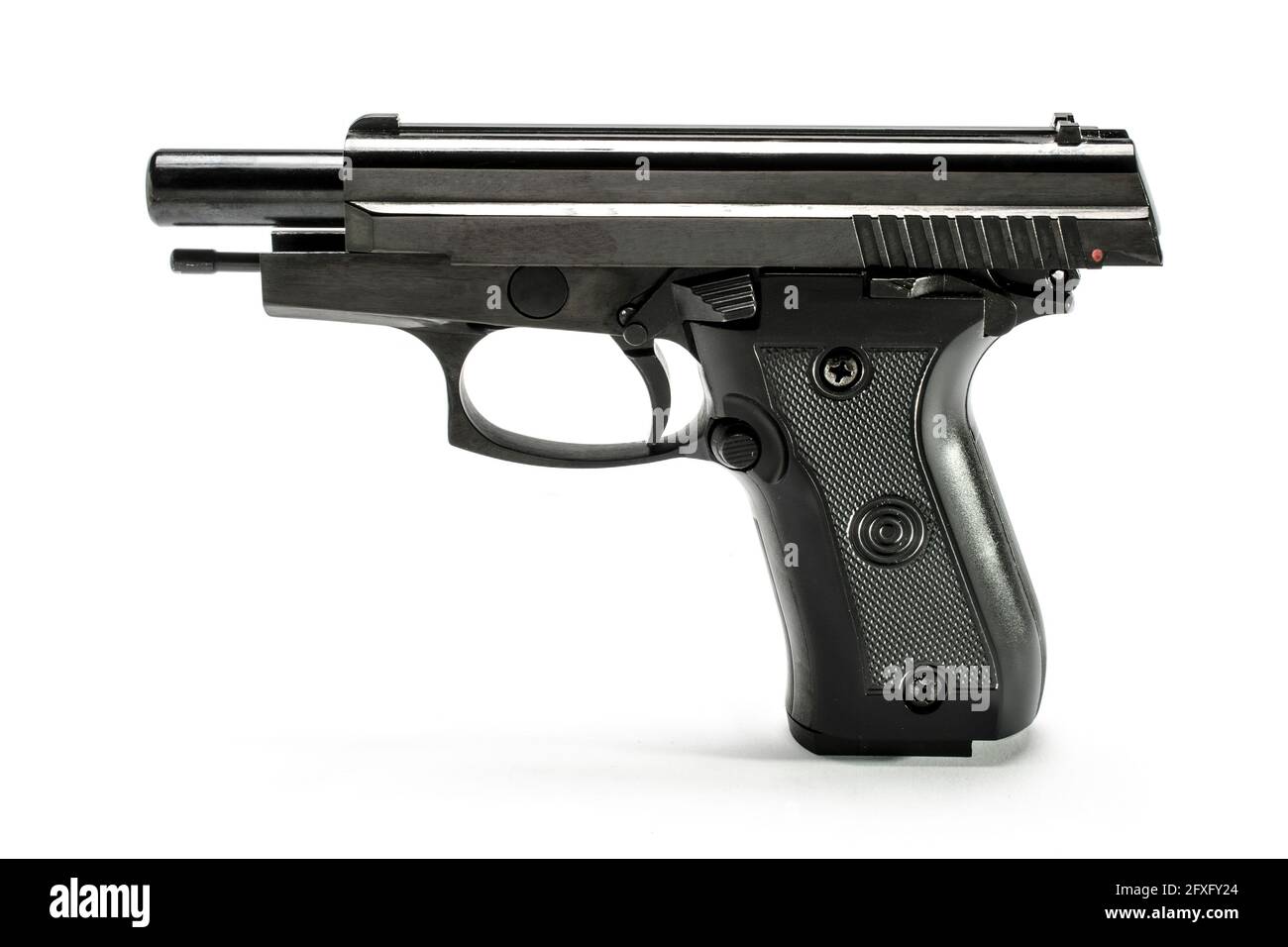 pistol with open slide isolated on white Stock Photo - Alamy