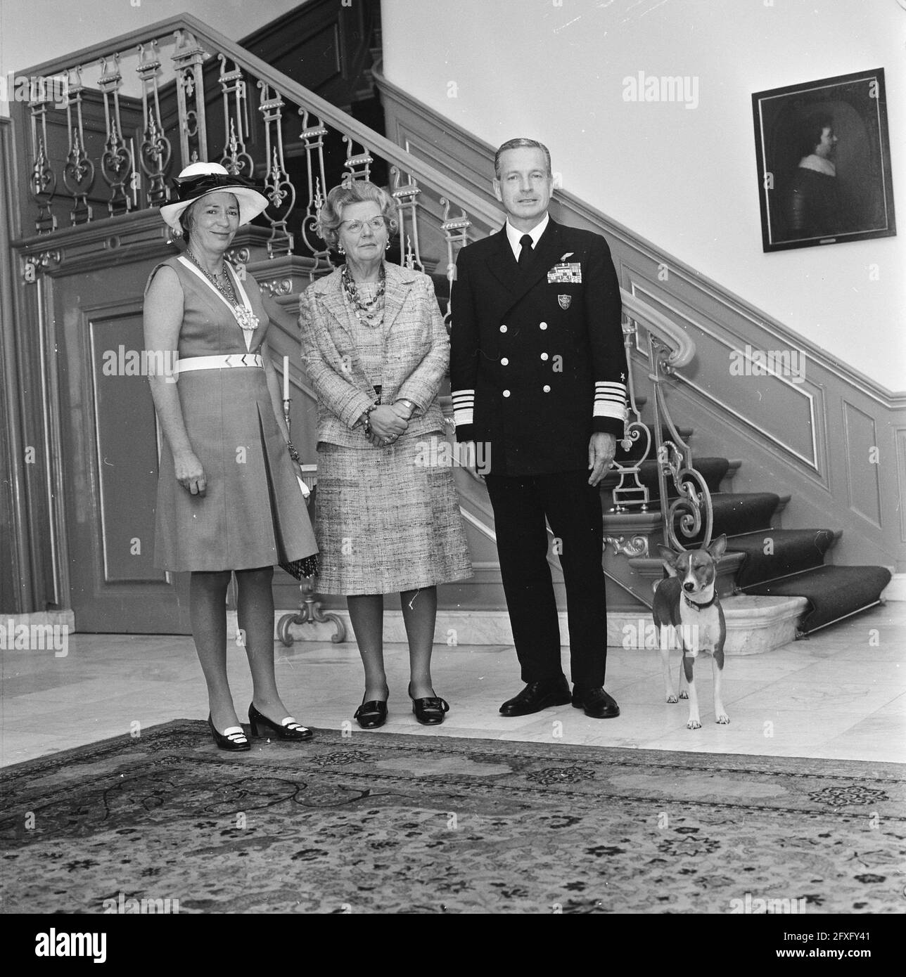 From left to right Mrs. Cousins, Queen Juliana and Admiral Cousins ...