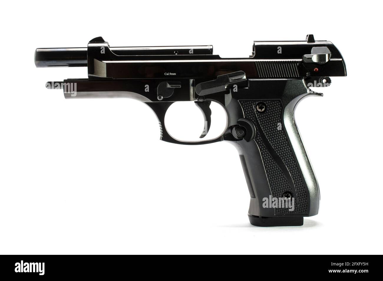 pistol with open slide isolated on white Stock Photo - Alamy