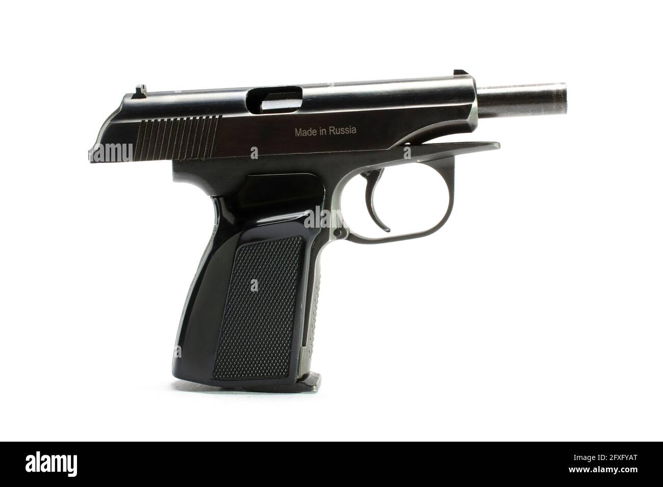 pistol with open slide isolated on white Stock Photo - Alamy