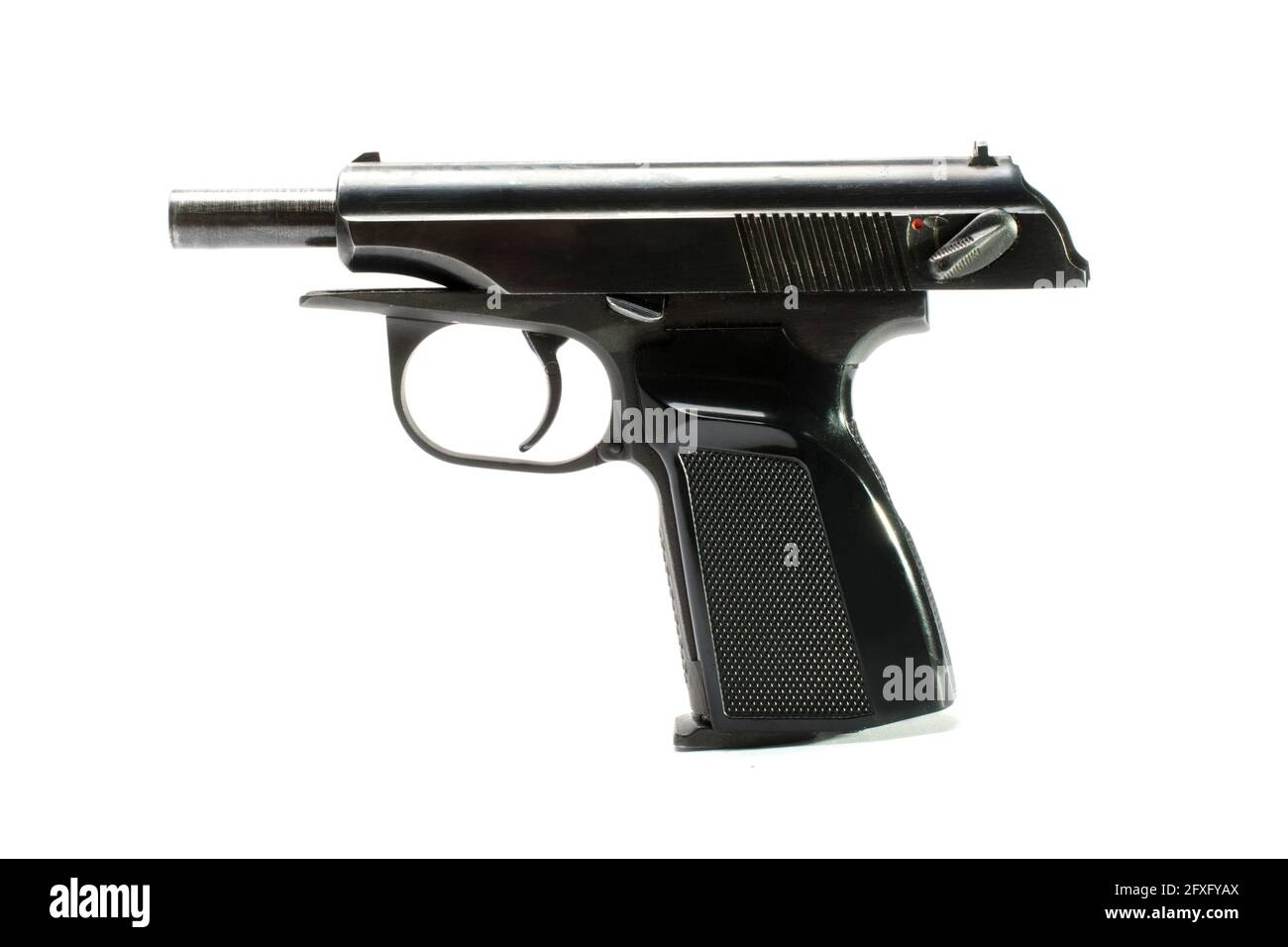 pistol with open slide isolated on white Stock Photo - Alamy