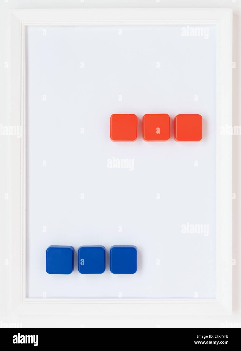 Frame with blue red blocks on white canvas space for design Stock Photo ...