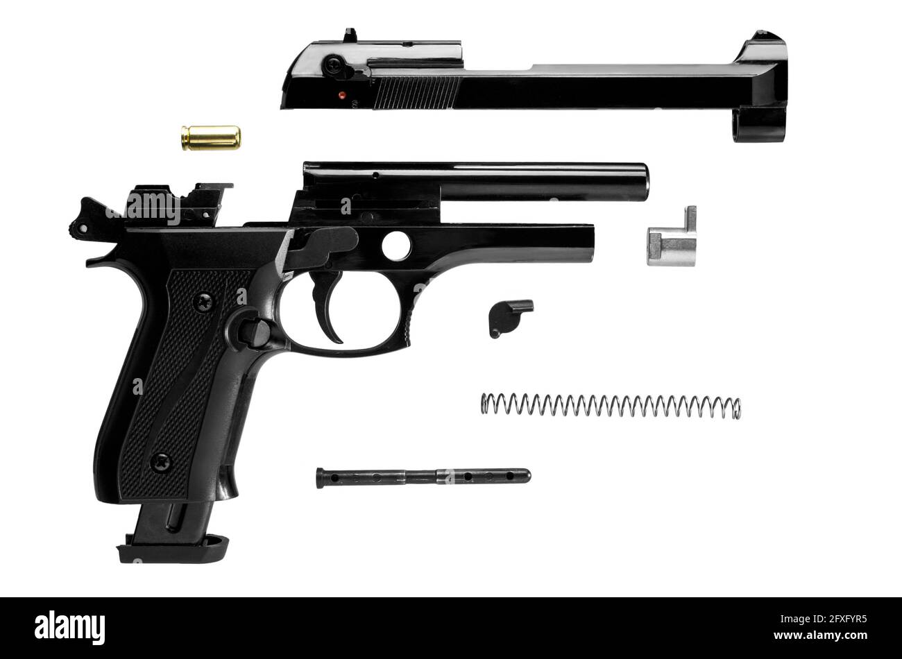Disassembled pistol weapon. Isolated on white background Stock Photo ...