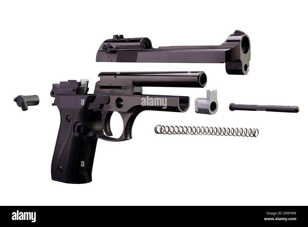 Disassembled pistol weapon. Isolated on white background Stock Photo ...