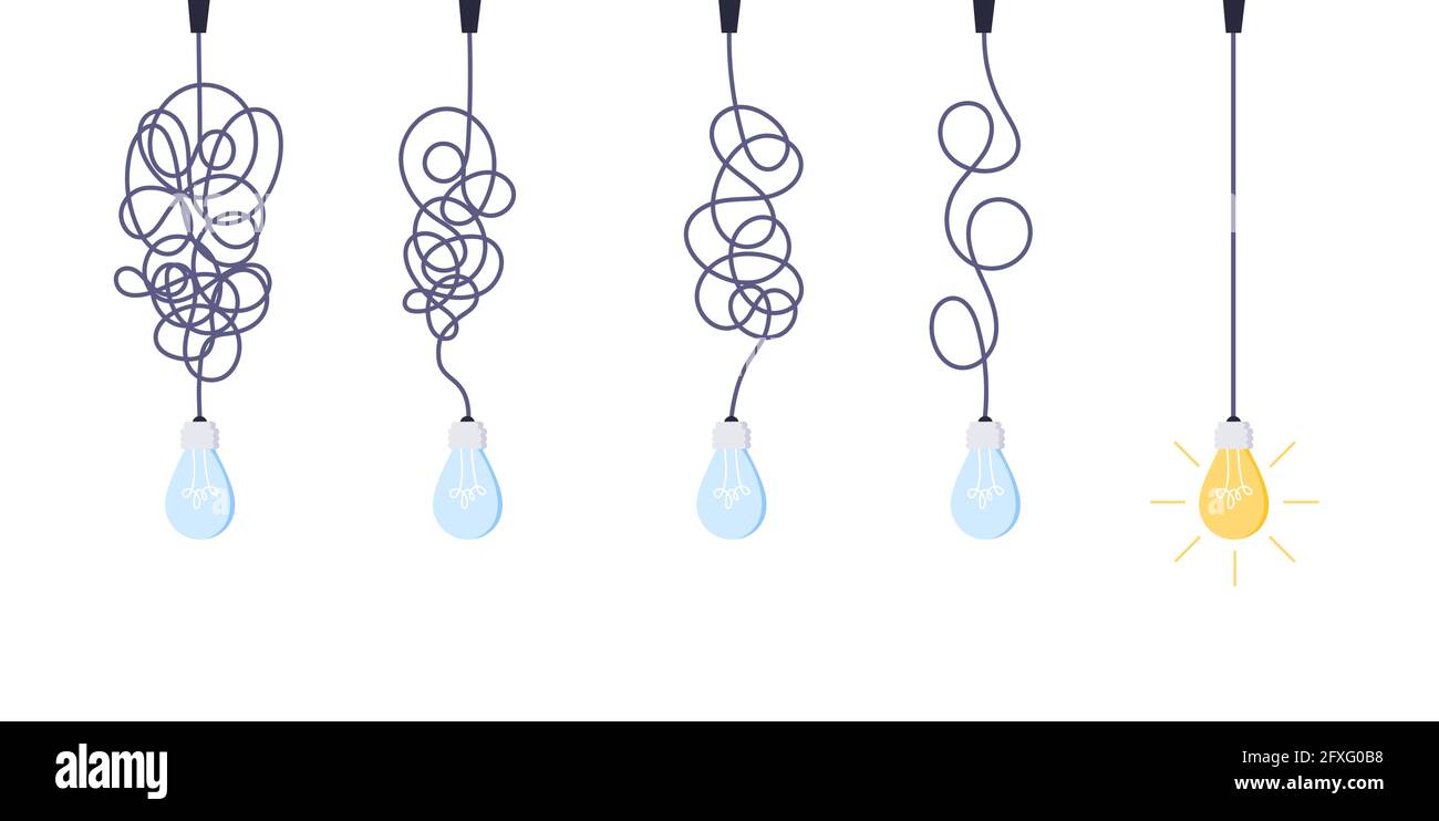 Chaos simplifying, problem solving and business solutions idea searching concept vector ...