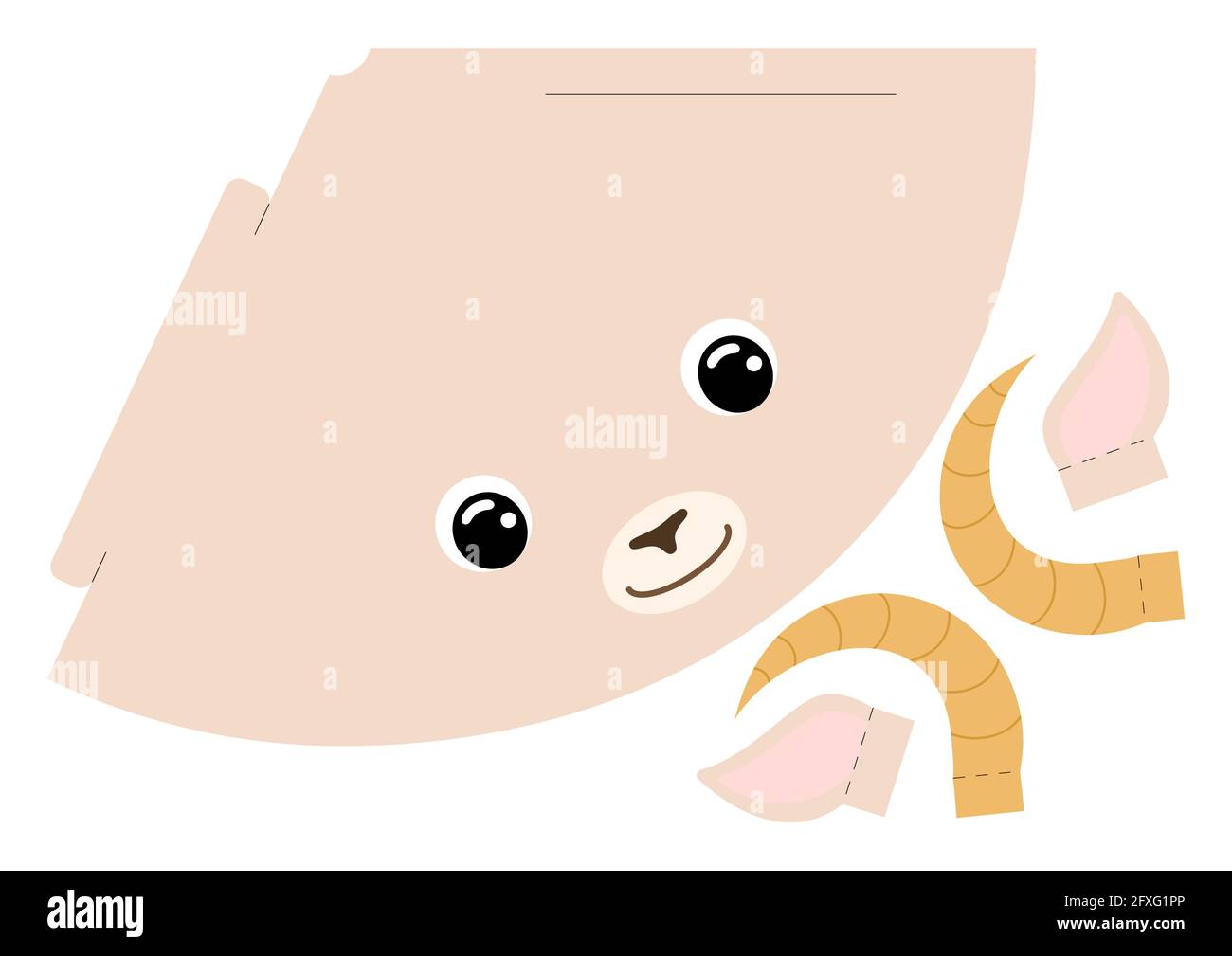 Printable goat paper hat. Party die cut template for birthday ...