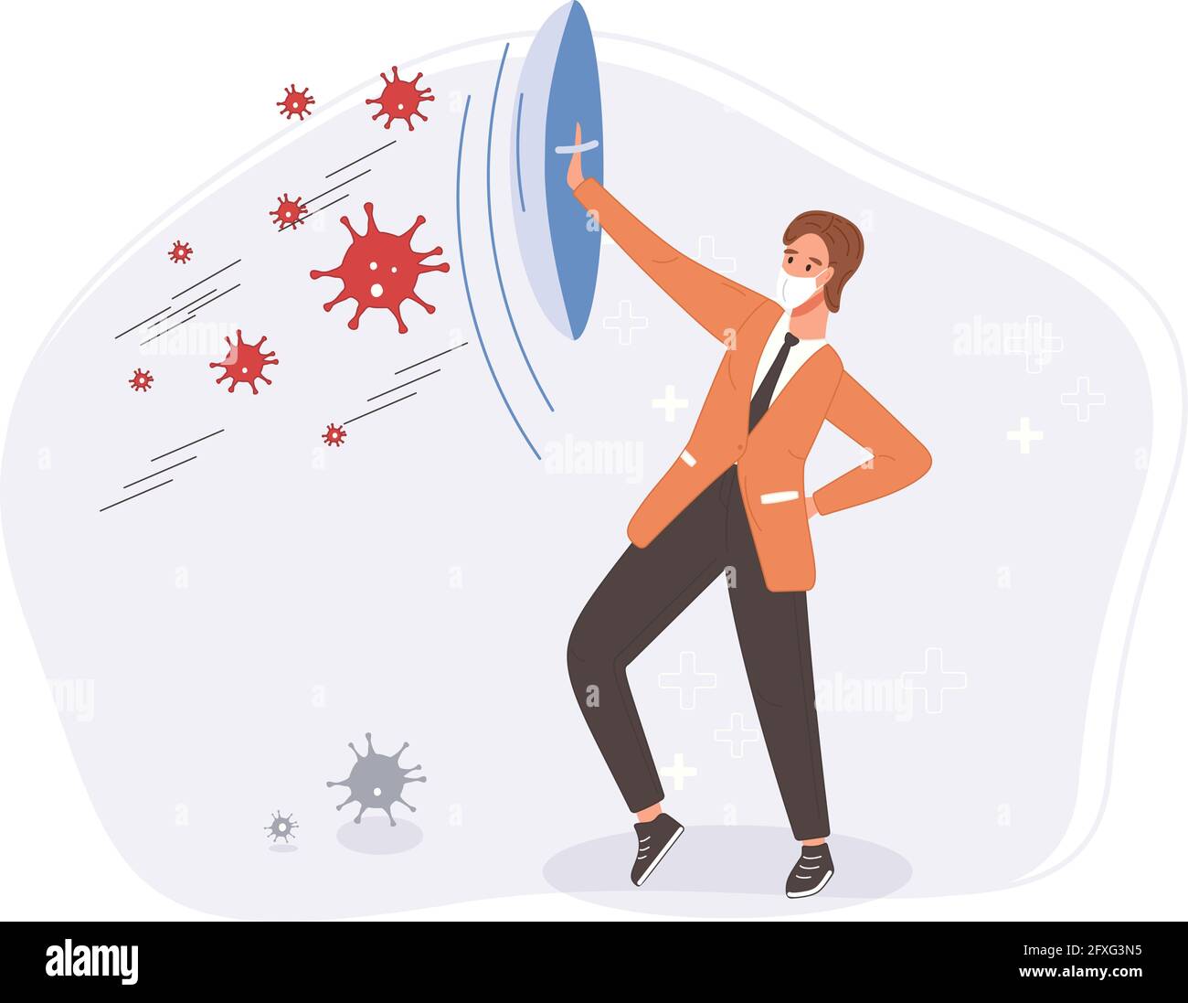 Fight and protect Coronavirus concept. Businessman worker fight ...