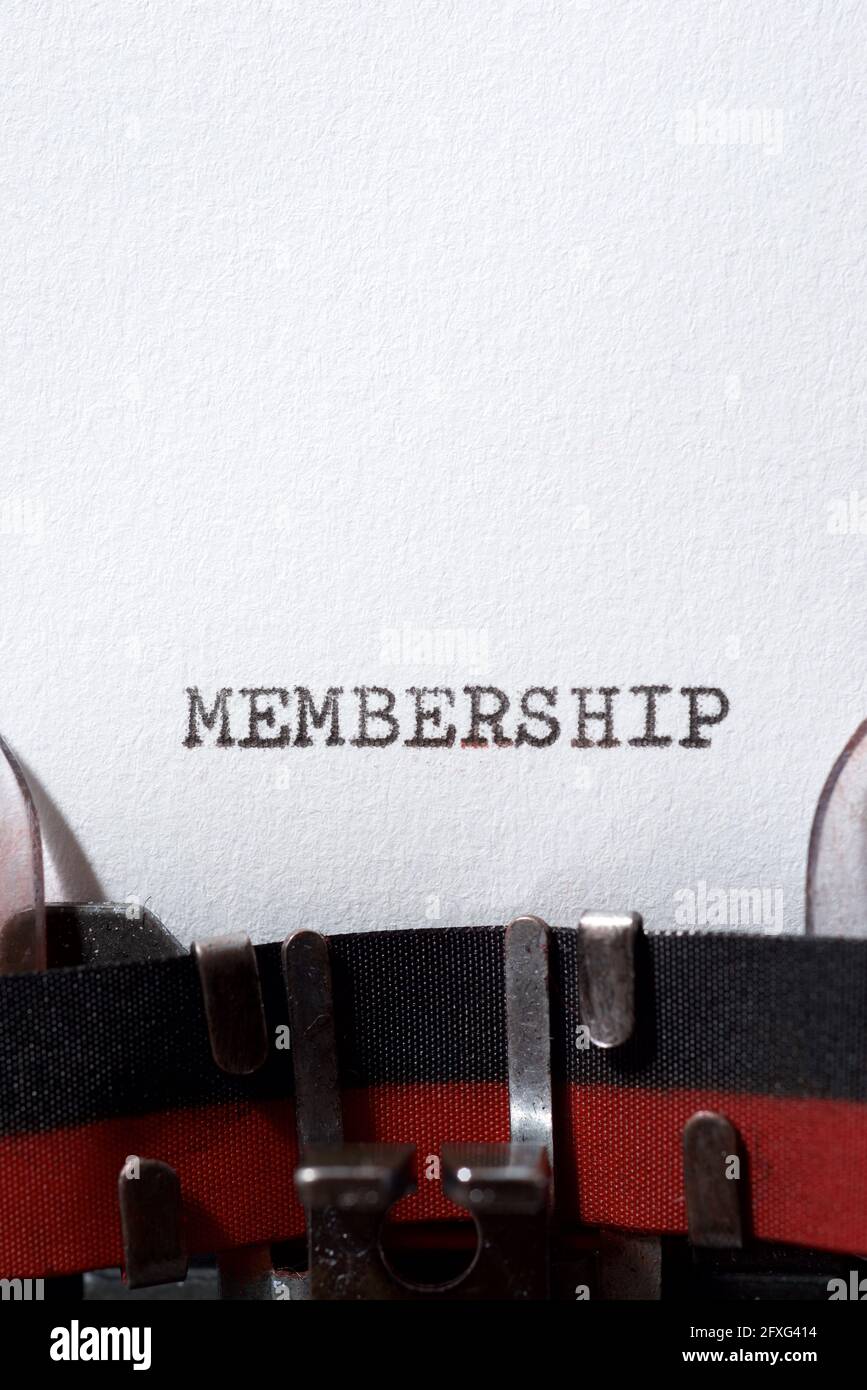 Membership word written with a typewriter Stock Photo - Alamy