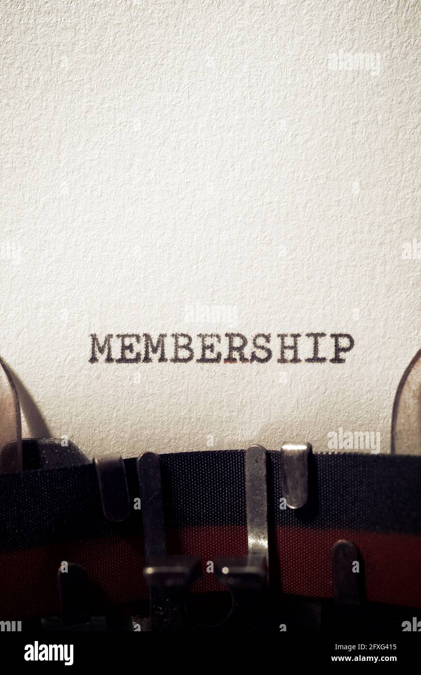 Membership word written with a typewriter Stock Photo - Alamy