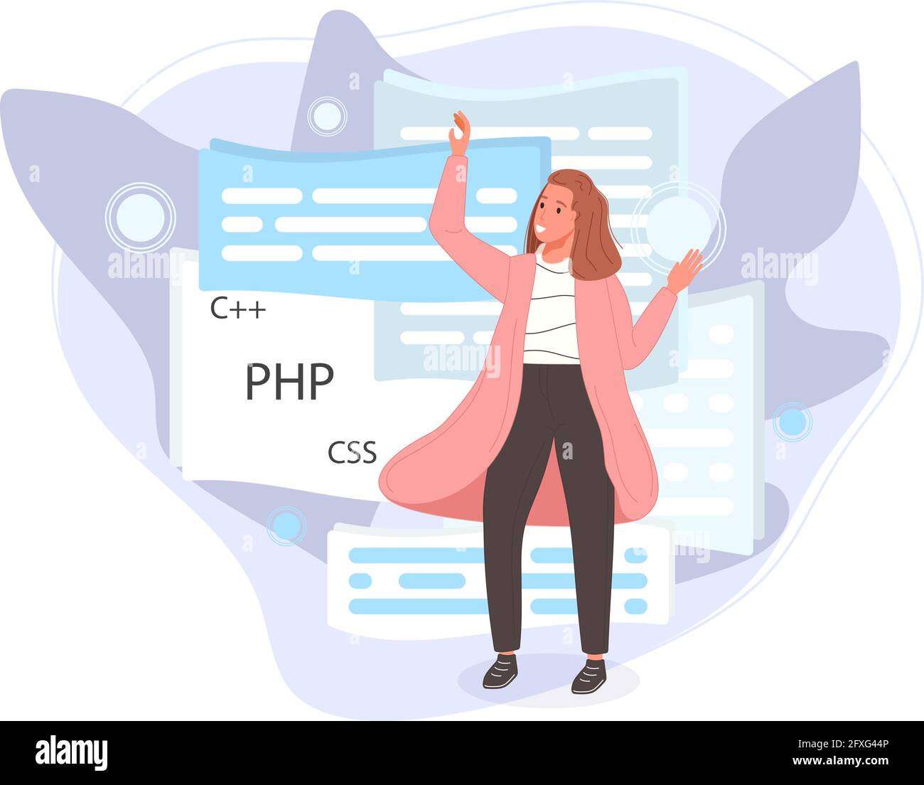 Software Developers Working Of Script Coding Engineer Character Programming In Php Python