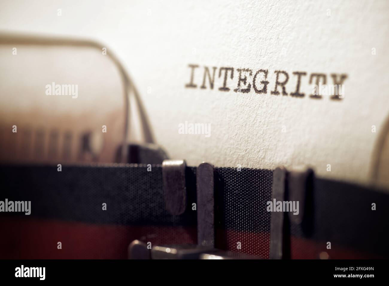 Integrity word written with a typewriter Stock Photo - Alamy
