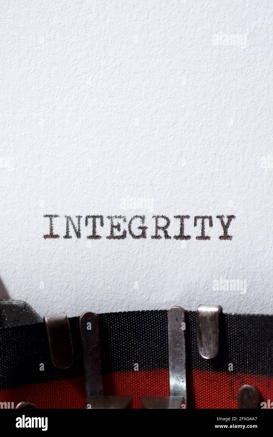 Integrity word written with a typewriter Stock Photo - Alamy