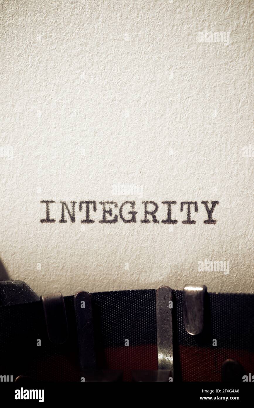 Integrity word written with a typewriter Stock Photo - Alamy