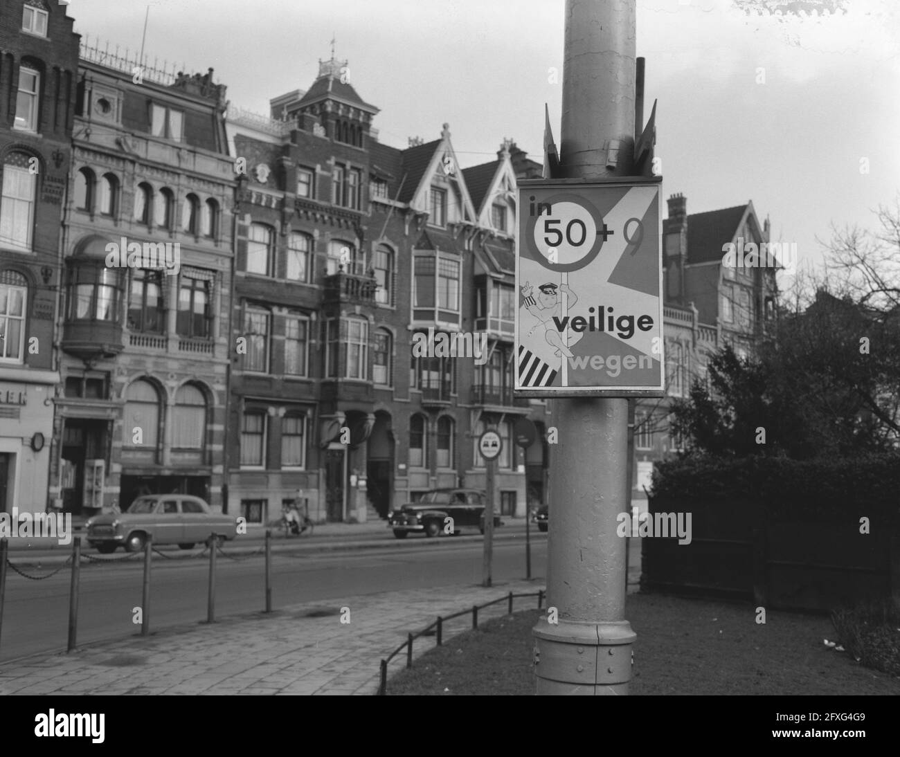 Safety traffic signs for 1959 in Amsterdam, January 6, 1959, The ...