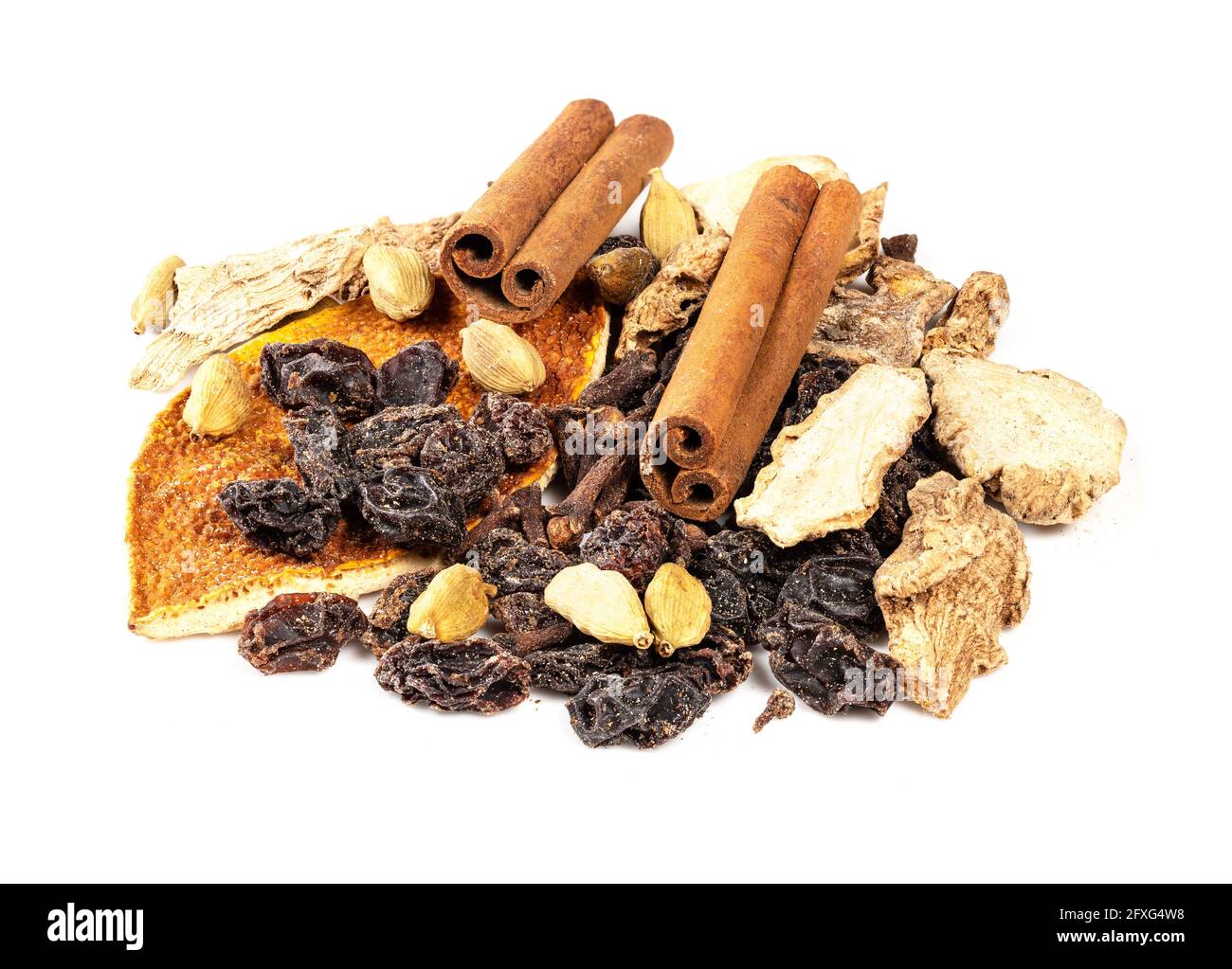 handful of Mulling spices closeup on white background Stock Photo - Alamy