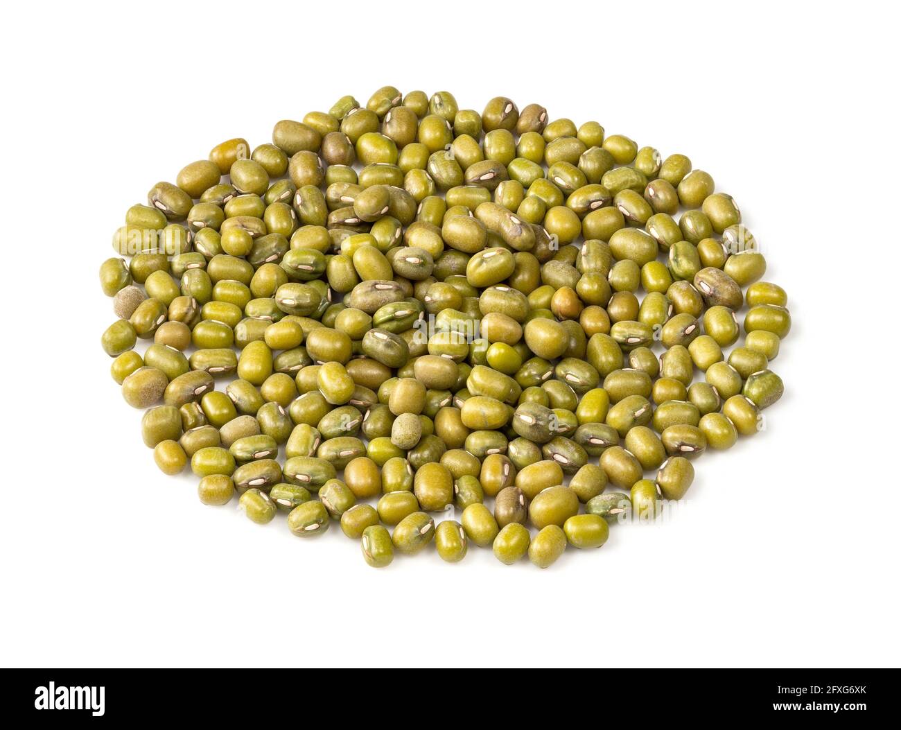 pile of green mung bean closeup on white background Stock Photo - Alamy