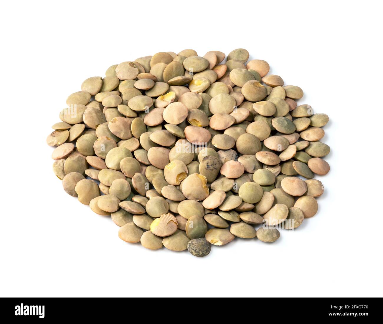 pile of whole large green lentils closeup on white background Stock ...