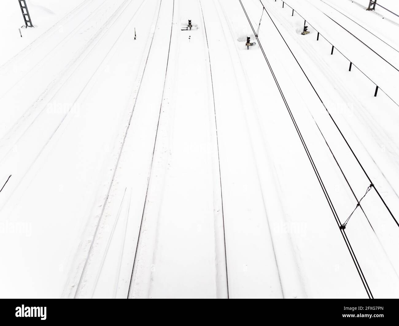 Rail tracks snow aerial hi-res stock photography and images - Alamy