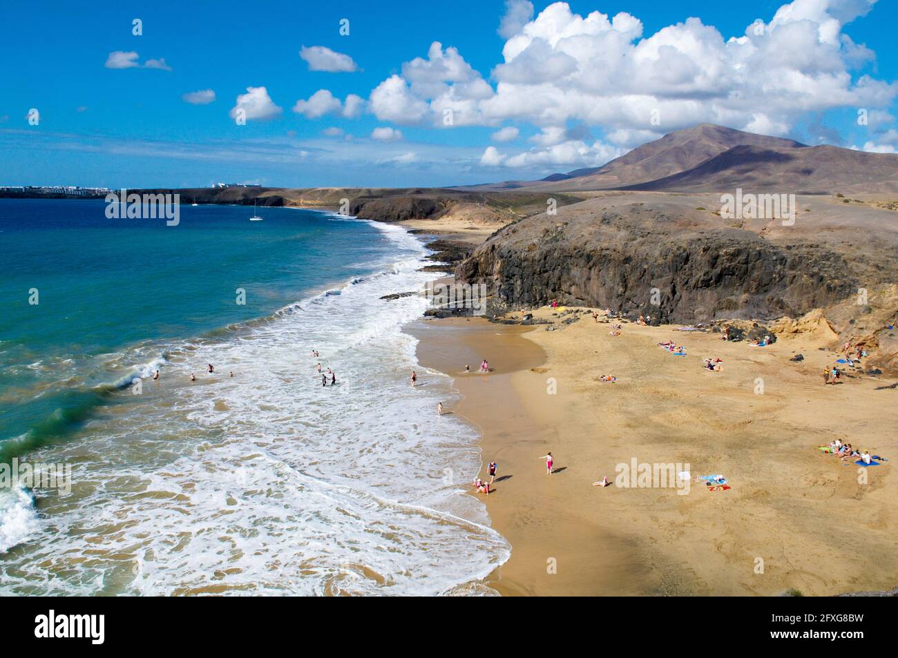 Spain. Canary islands. Lanzarote. Playas de Papagayo beach Stock Photo ...