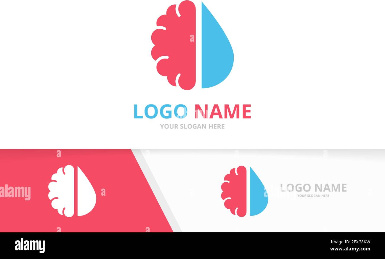 Vector water drop and brain logo combination. Unique science logotype ...