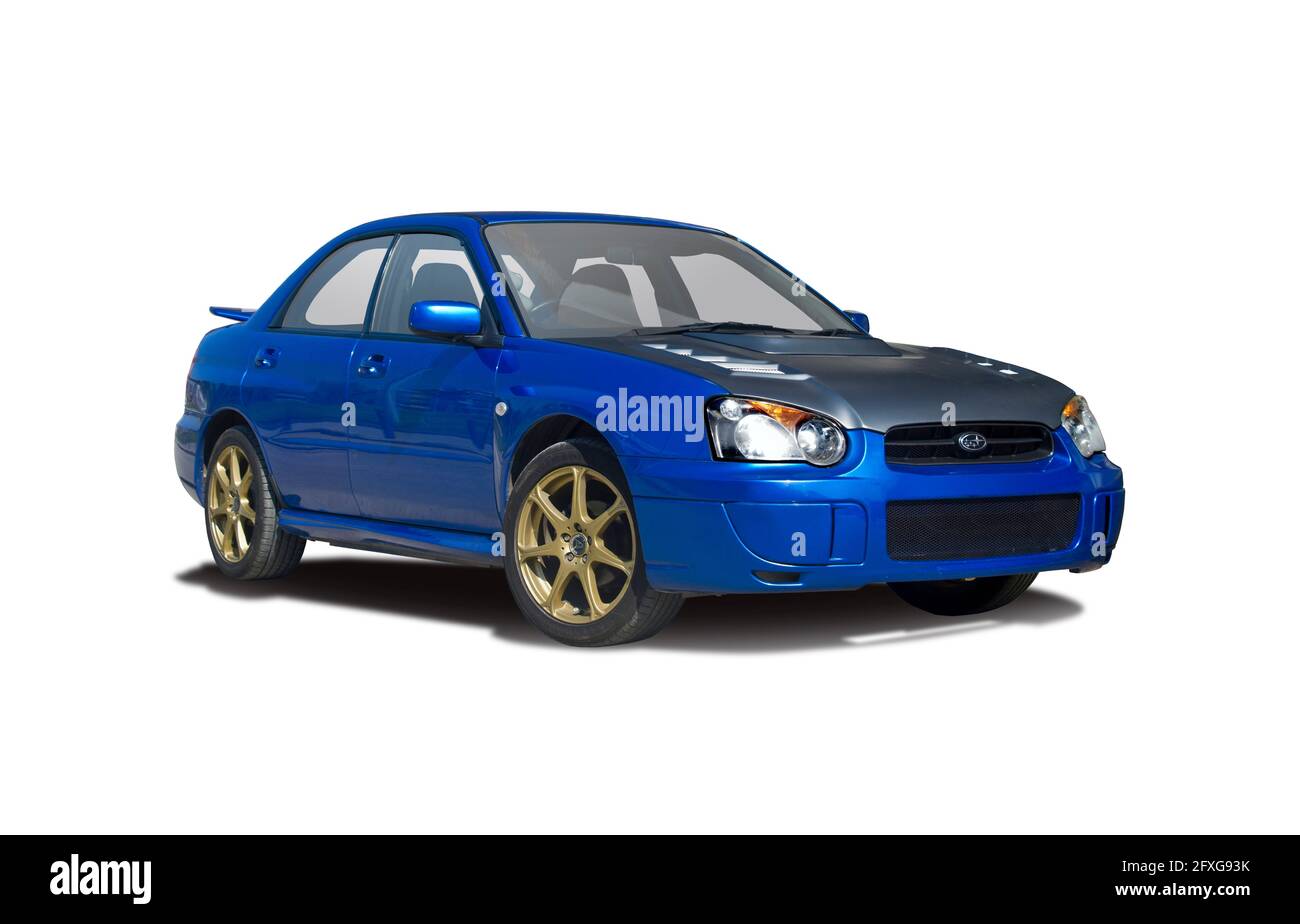 Blue Subaru Impreza isolated on white background Stock Photo - Alamy