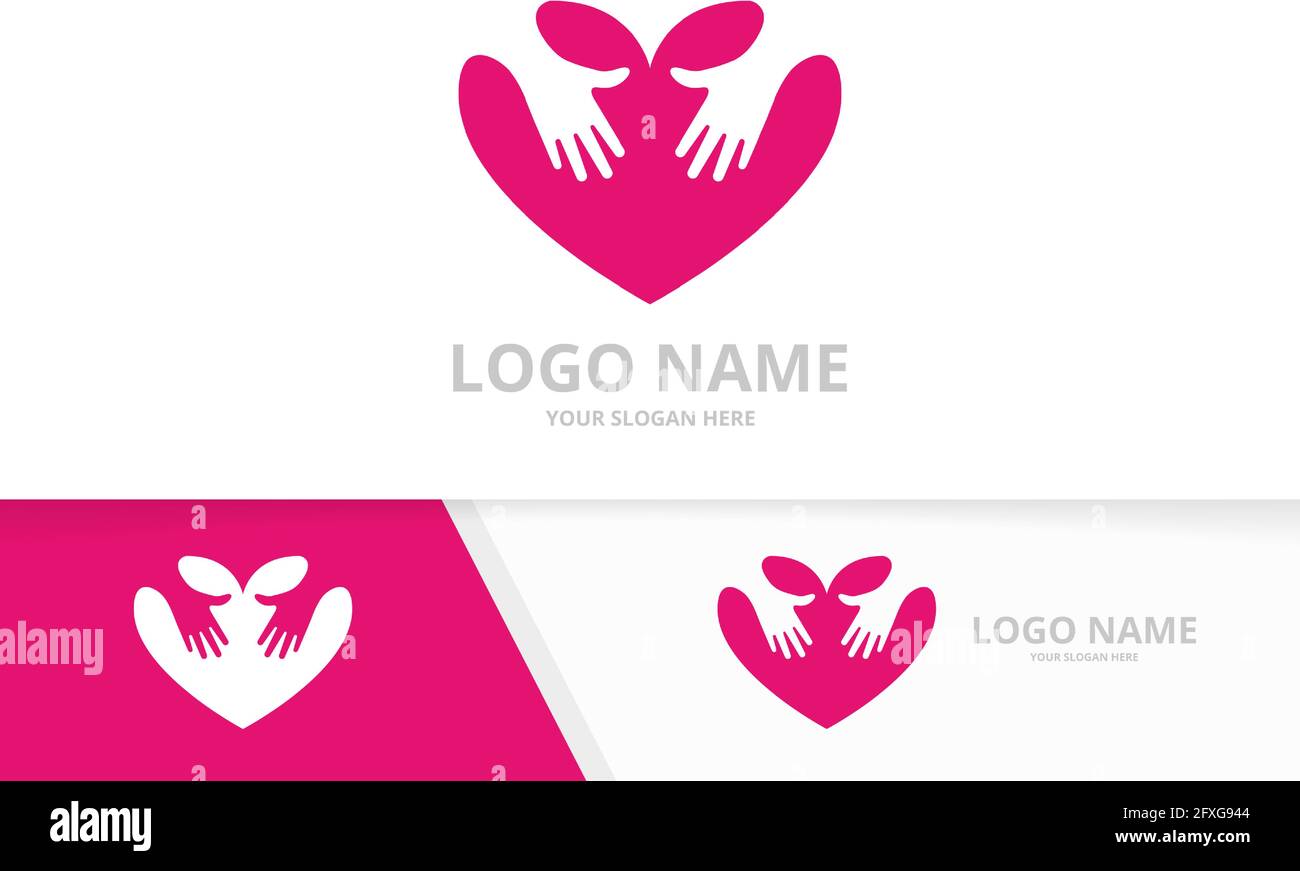 Vector heart and hands logo combination. Embrace friendship logotype ...