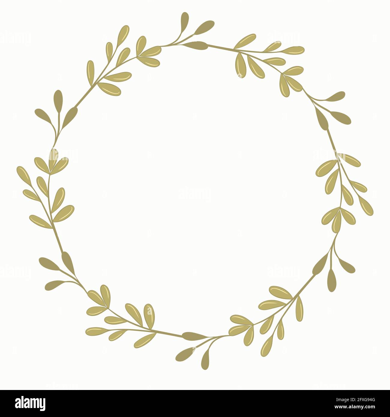 Round frame from leaves, vector. Circular botanical natural shape ...
