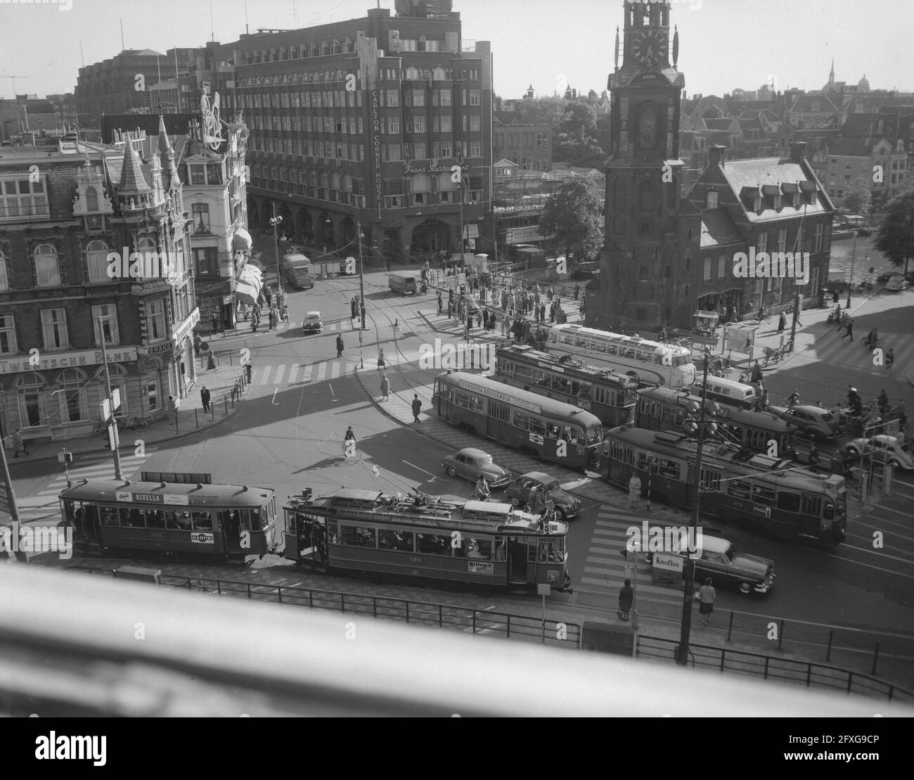 Traffic control by television by Amsterdam police crowds at Muntplein ...