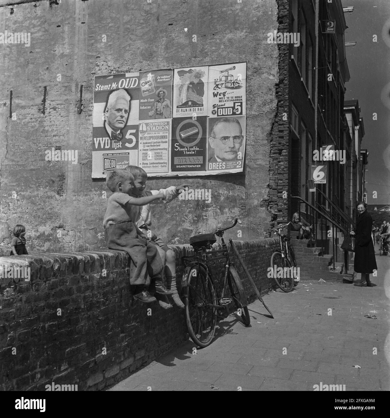 Election signs in Amsterdam, June 17, 1952, children, politics, street ...