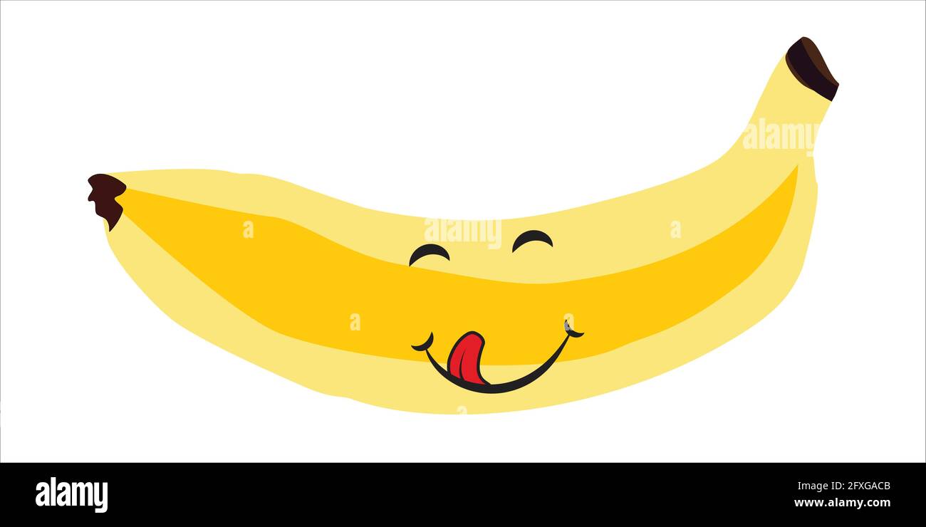 Single banana with yummy face emoji emotion Stock Vector Image & Art ...