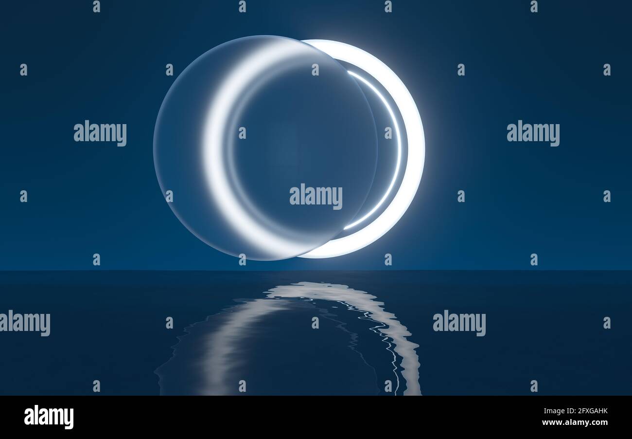 Water surface with light illuminated, 3d rendering. Computer digital ...