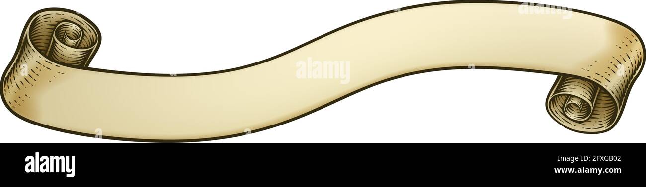 Scroll Vintage Woodcut Banner Paper Ribbon Drawing Stock Vector Image ...