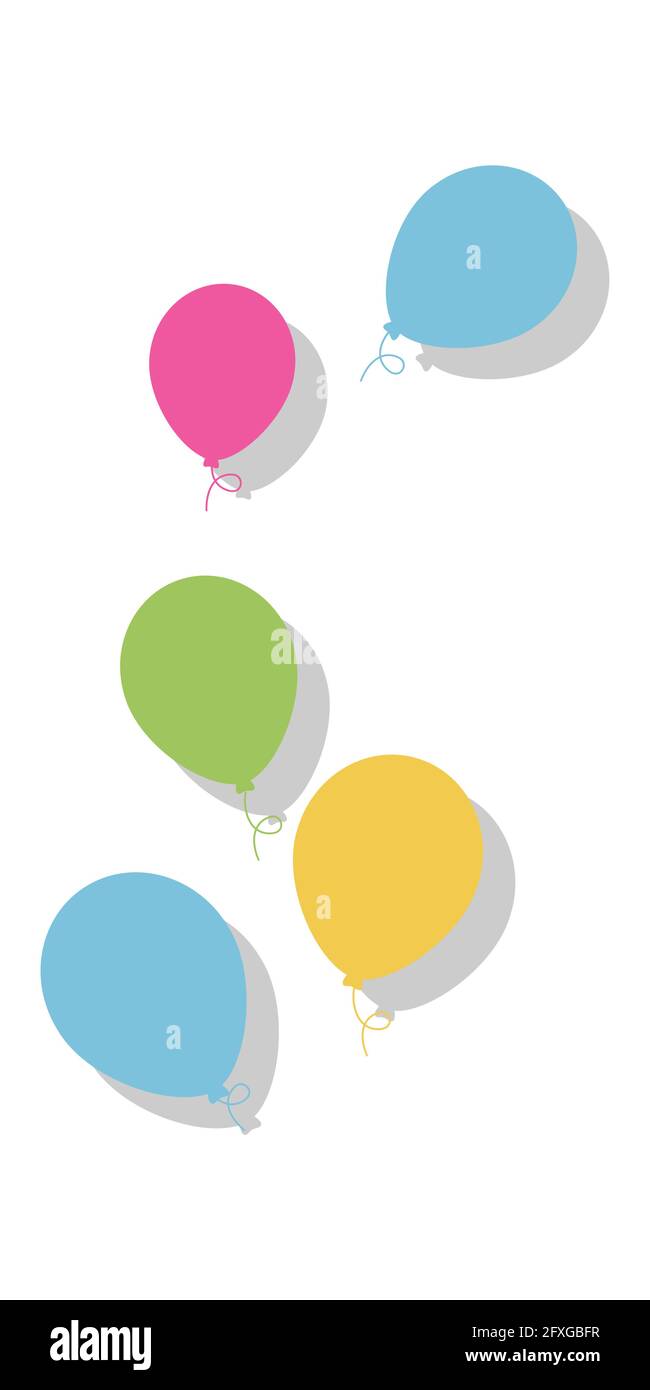 Bunch of flying balloons in cartoon flat style isolated on white ...