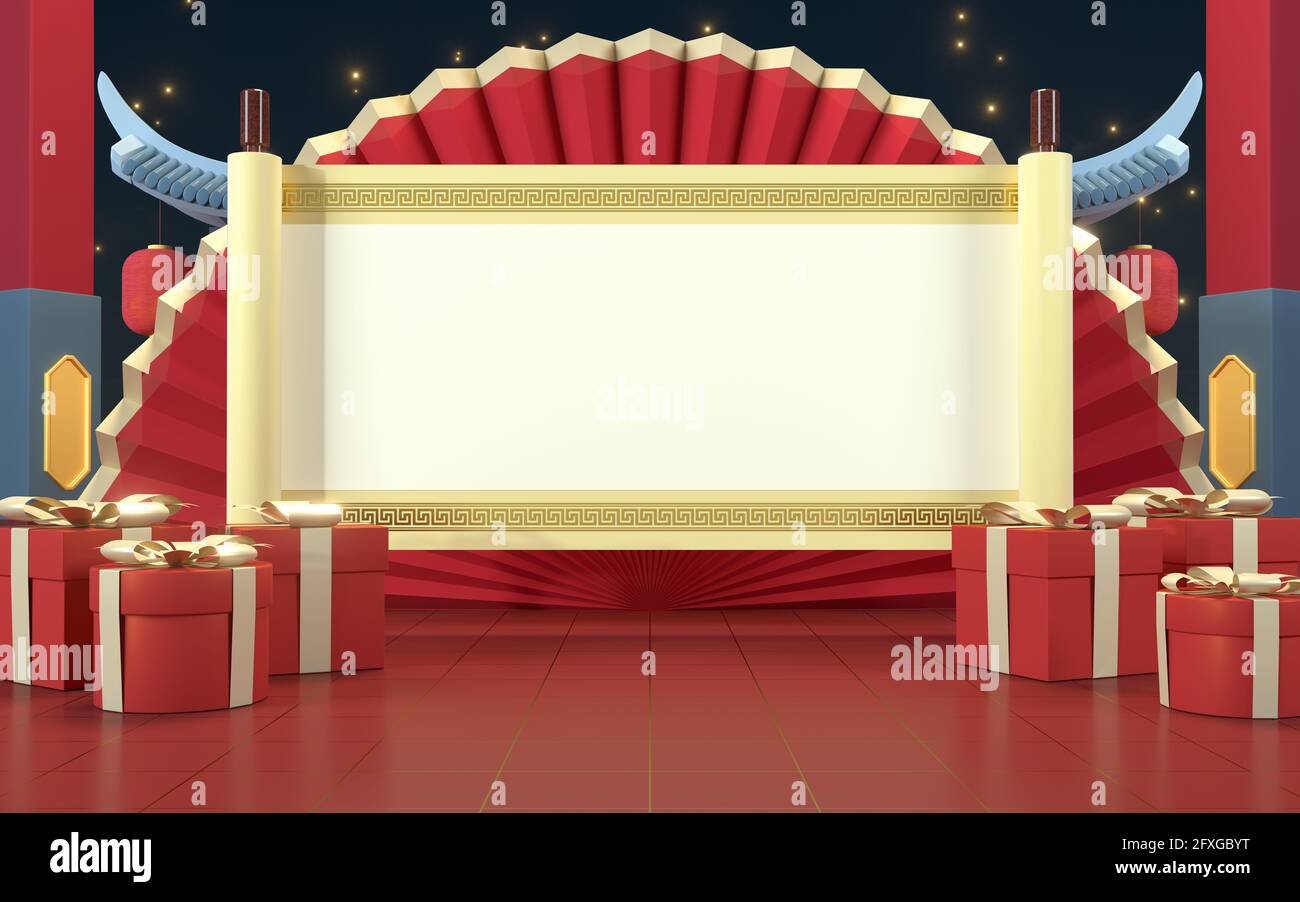 White blank with red background, 3d rendering. Computer digital drawing ...