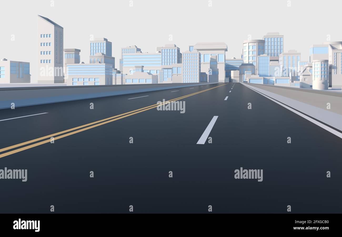 Urban road and digital city model, 3d rendering. Computer digital ...